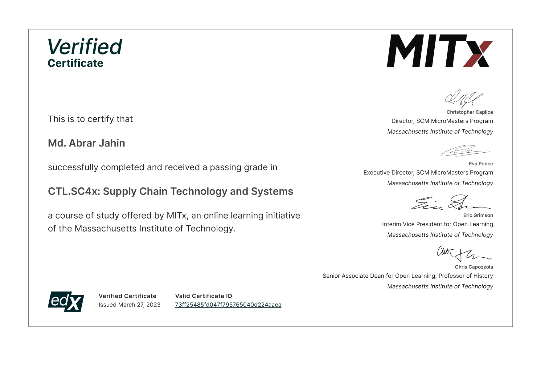 Certifications | Md Abrar Jahin