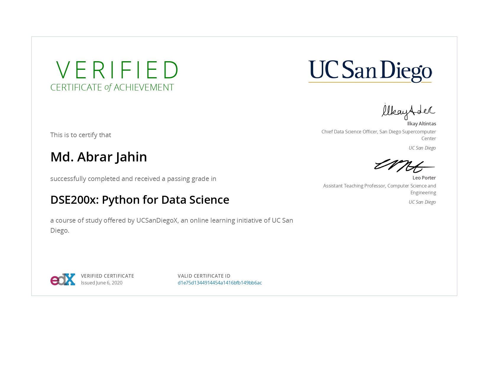 Certifications | Md Abrar Jahin
