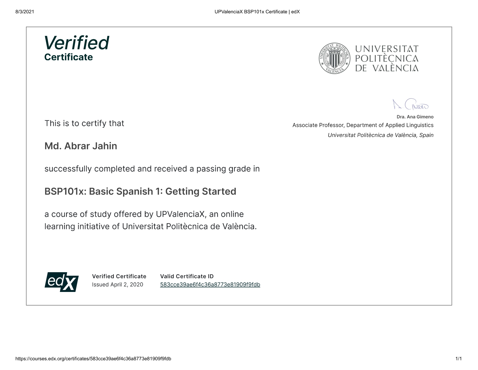 Certifications | Md Abrar Jahin