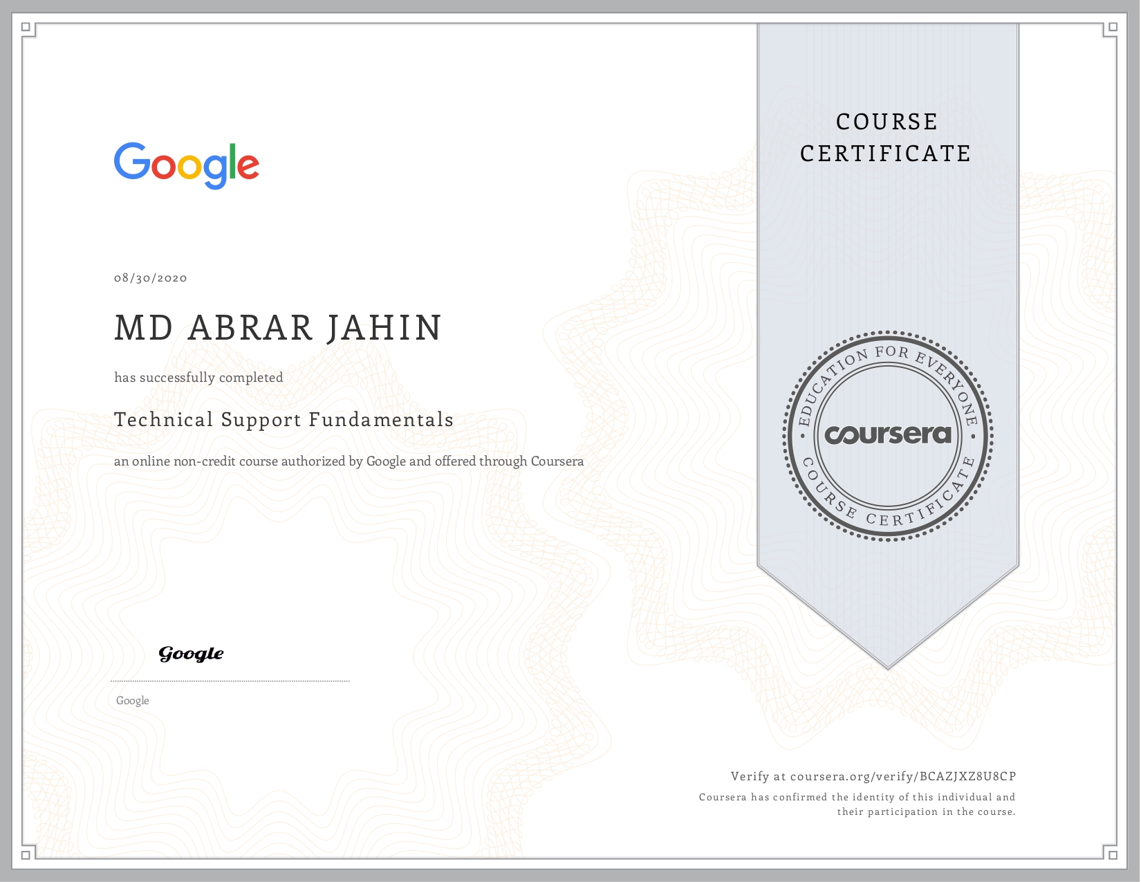 Certifications | Md Abrar Jahin